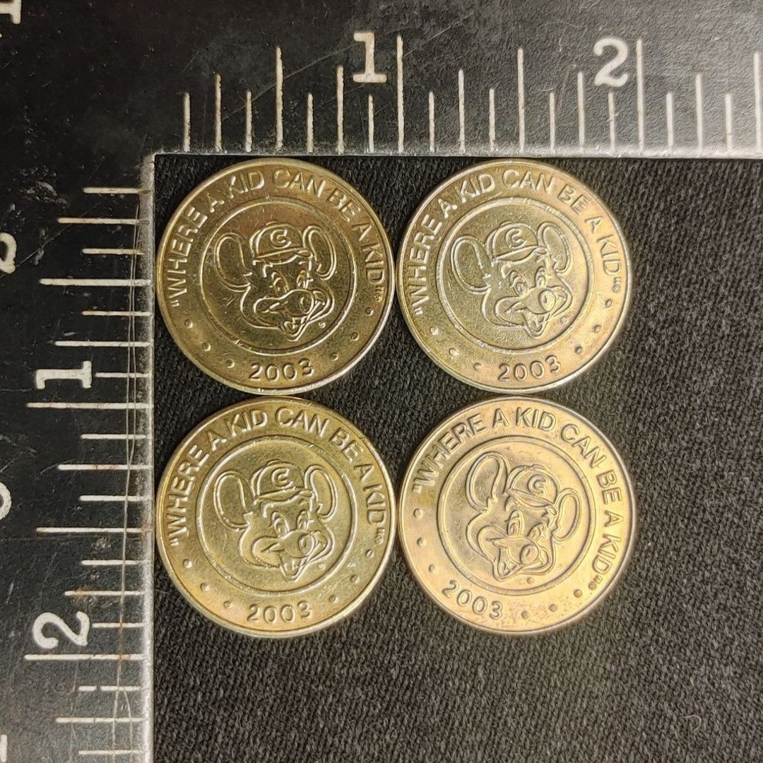 Chuck E Cheese Vintage 2003 4pc Gold-tone Arcade Coin/tokens - Etsy