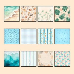 Beach Digital Paper Pack – Summer Coastal Scrapbook Backgrounds | 12x12 ...