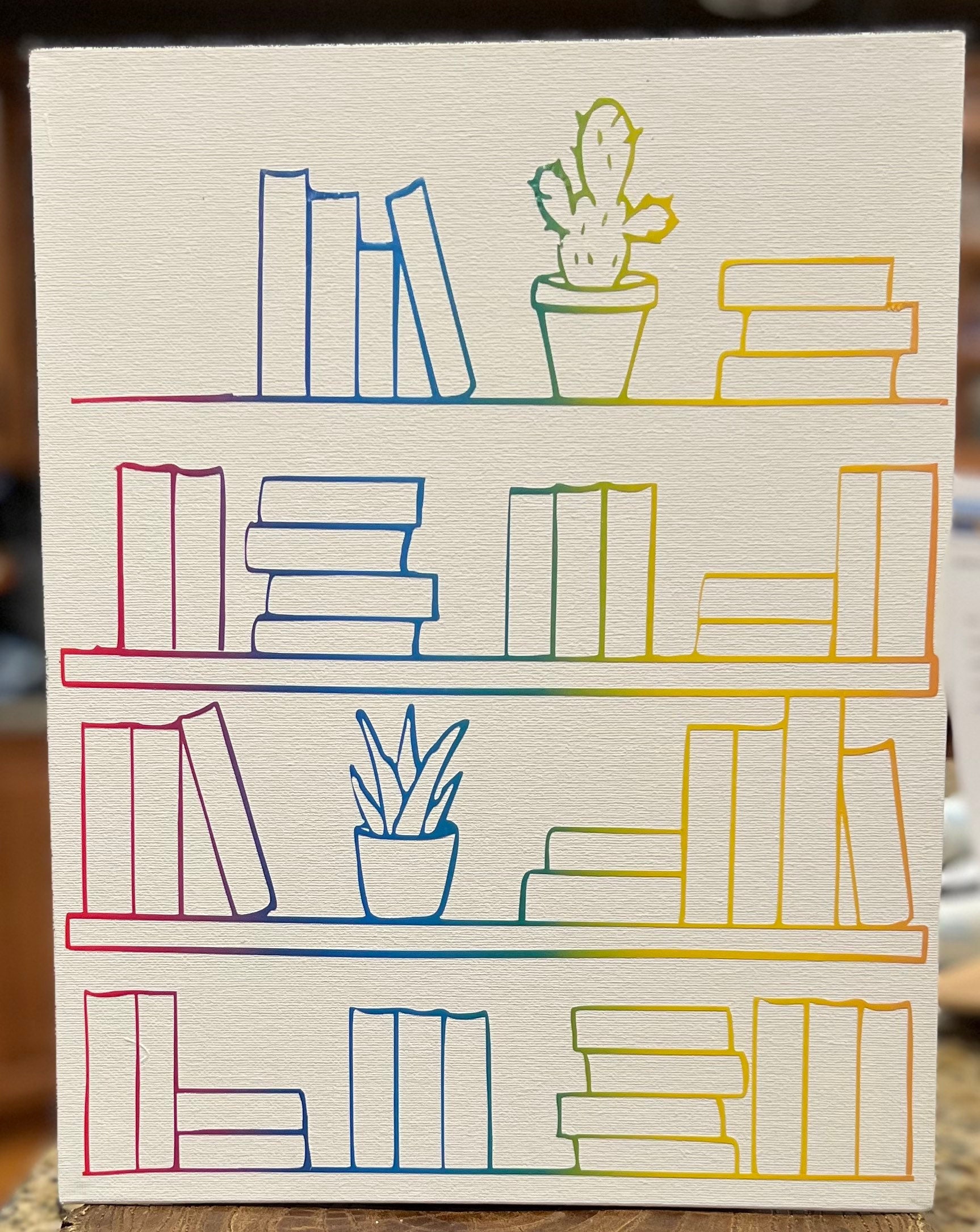 Bookshelf Custom Signing Canvas in Rainbow Colors Made to Order for ...