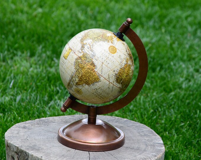 Small Globe - Wooden Globe - Earth Globe - World Globe - Vintage Small ...