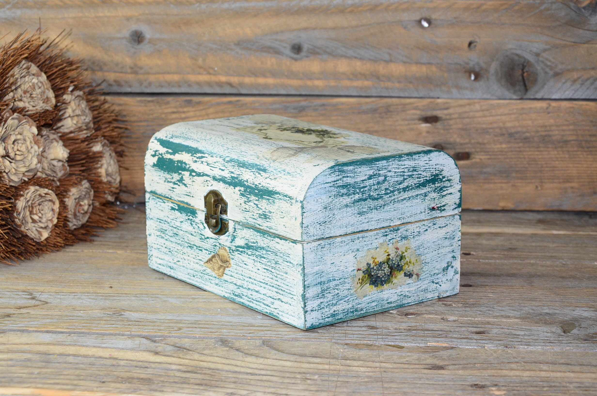 Vintage Big Wooden Decoupage Jewelry Box Wooden Jewelry Box Handmade ...