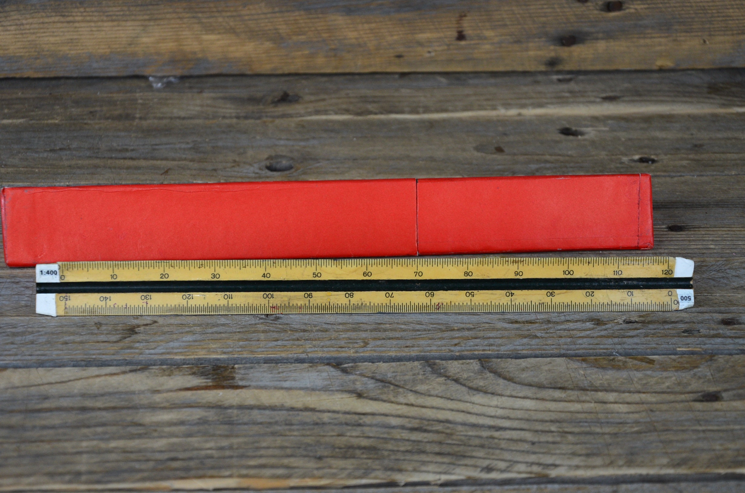 Vintage Wooden Scale Line Triangular Ruler Map Calculator Measuring ...