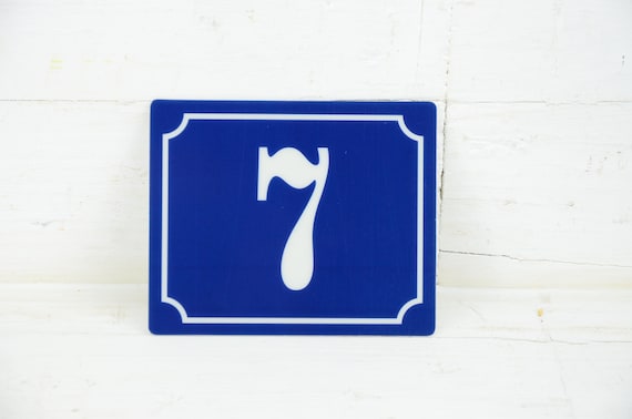 Vintage French Blue House Number Door Number 7 Self | Etsy