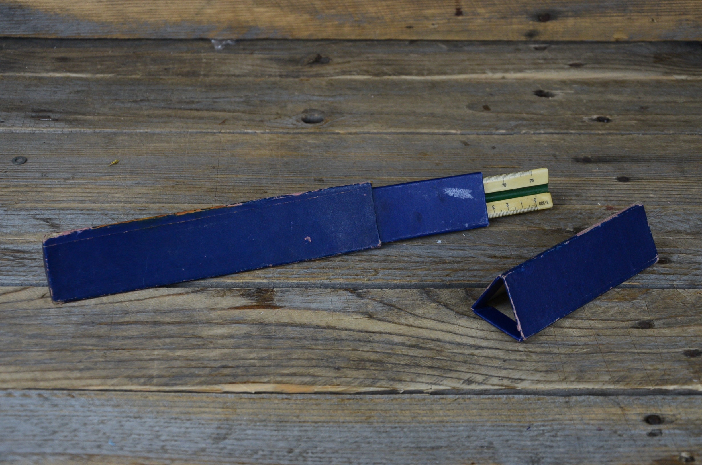 Vintage Wooden Scale Line Triangular Ruler Map Calculator Measuring ...