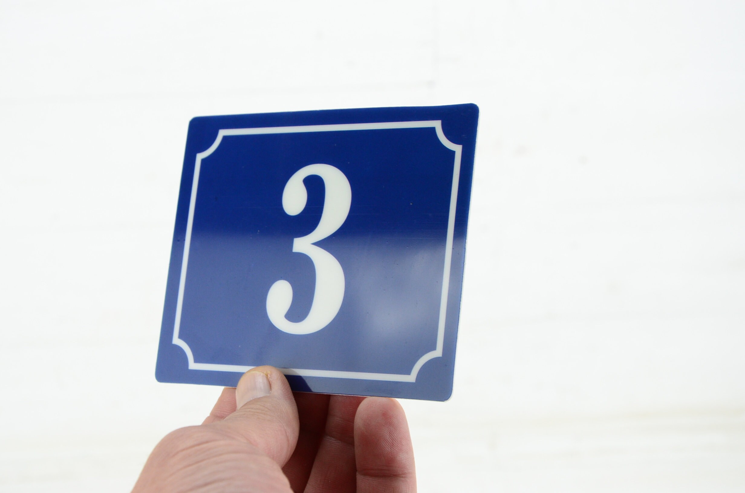 Vintage French Blue House Number - Door Number 3 - Self- Adhesive ...