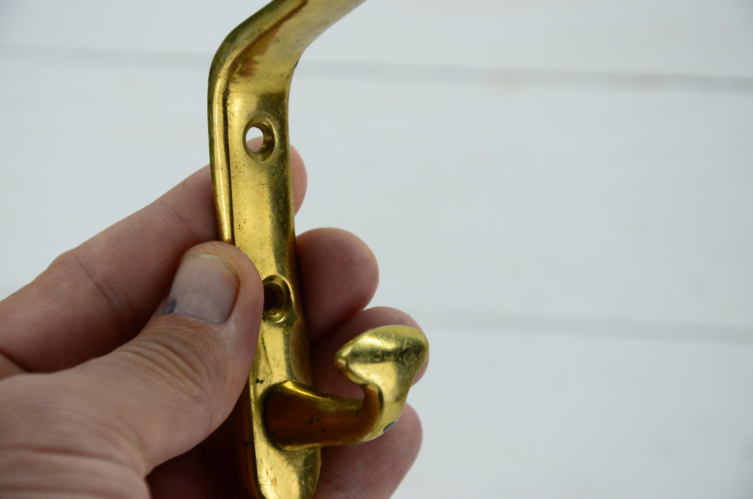 Wall Brass Hangers - Set of 3x3 Brass Hangers - Wall Retro Hooks - Old ...