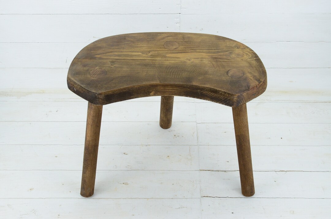 Handmade Small Three-legged Wooden Chair - Vintage Small Chair - Wooden ...