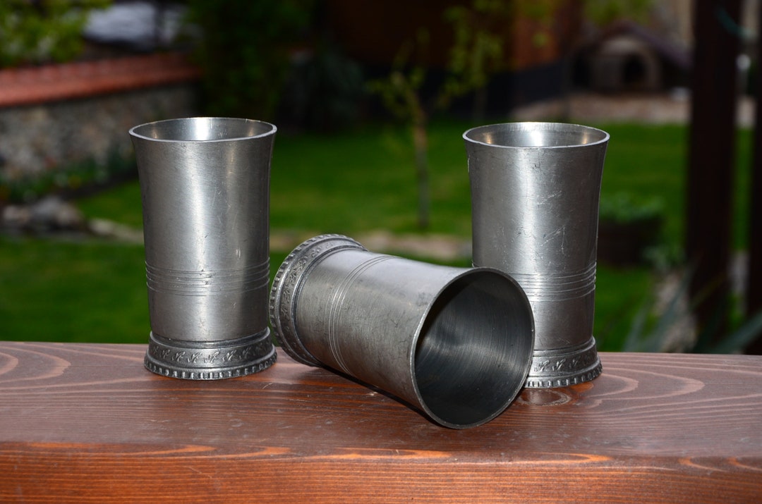 Vintage Set of 3 Tin Cups Old Set of 3 Cups Kitchen Set Collectibles ...