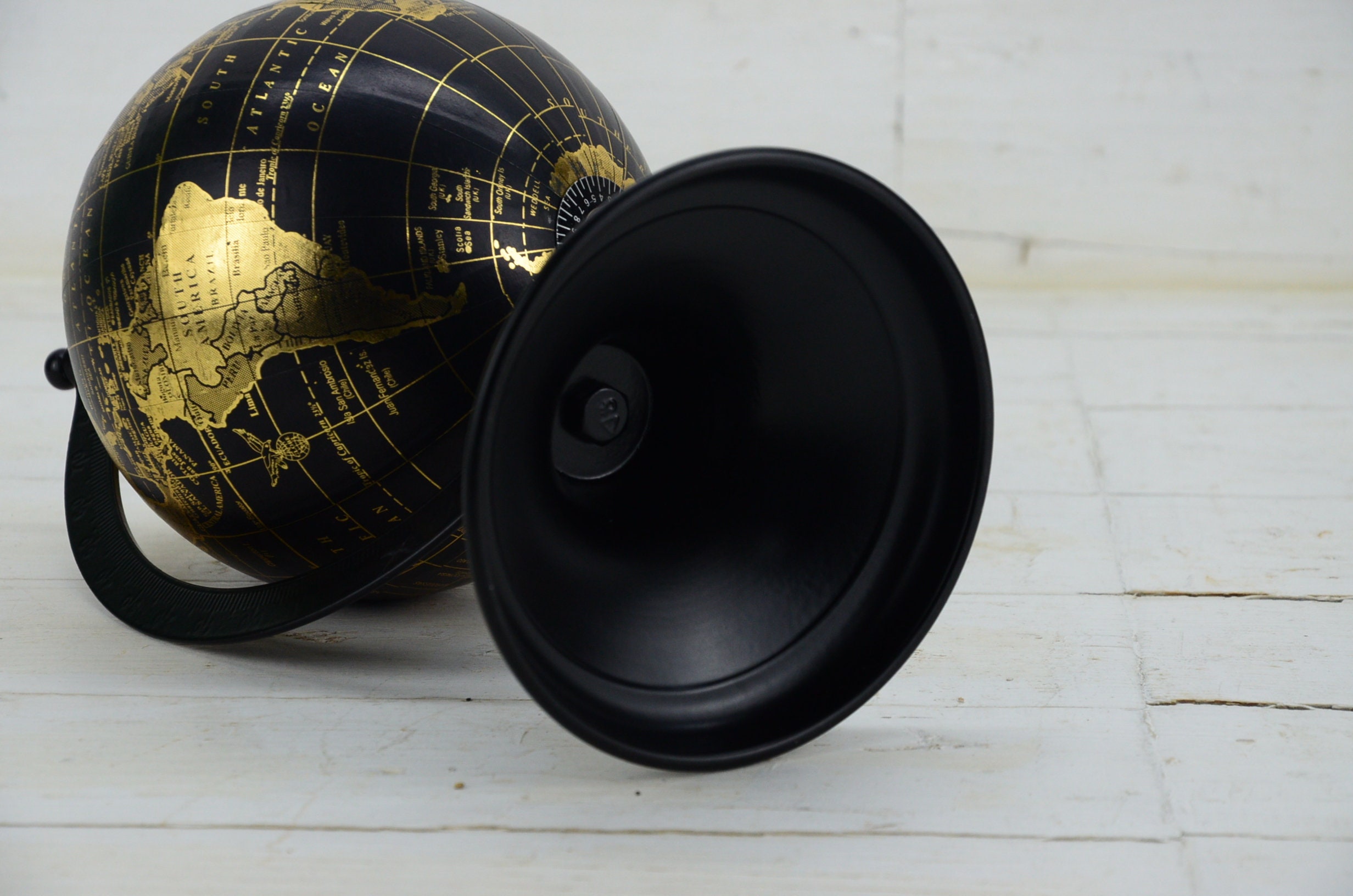 Small Black Globe - Metal Globe - Earth Globe - World Globe - Vintage ...