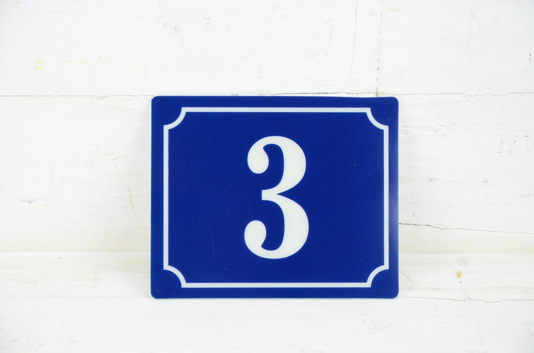 Vintage French Blue House Number - Door Number 3 - Self- Adhesive ...