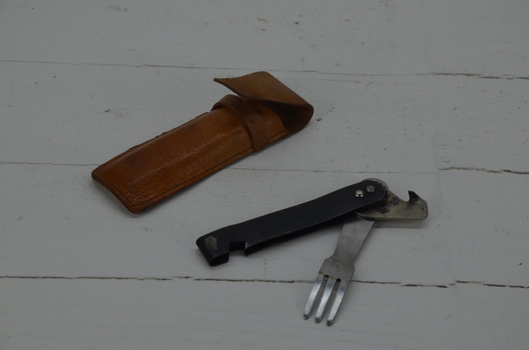 Vintage Travel Folding Fork and Can Opener Folding Fork Travel Folding ...