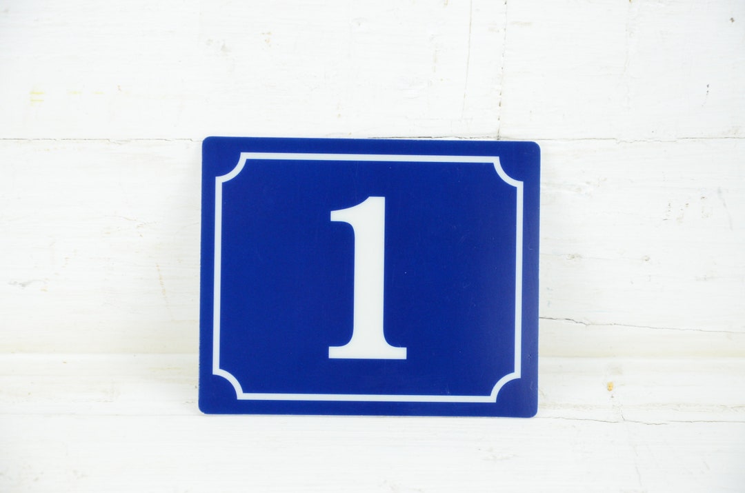 Vintage French Blue House Number - Door Number 1 - Self- Adhesive ...