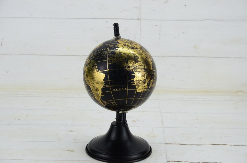 Small Black Globe - Metal Globe - Earth Globe - World Globe - Vintage ...