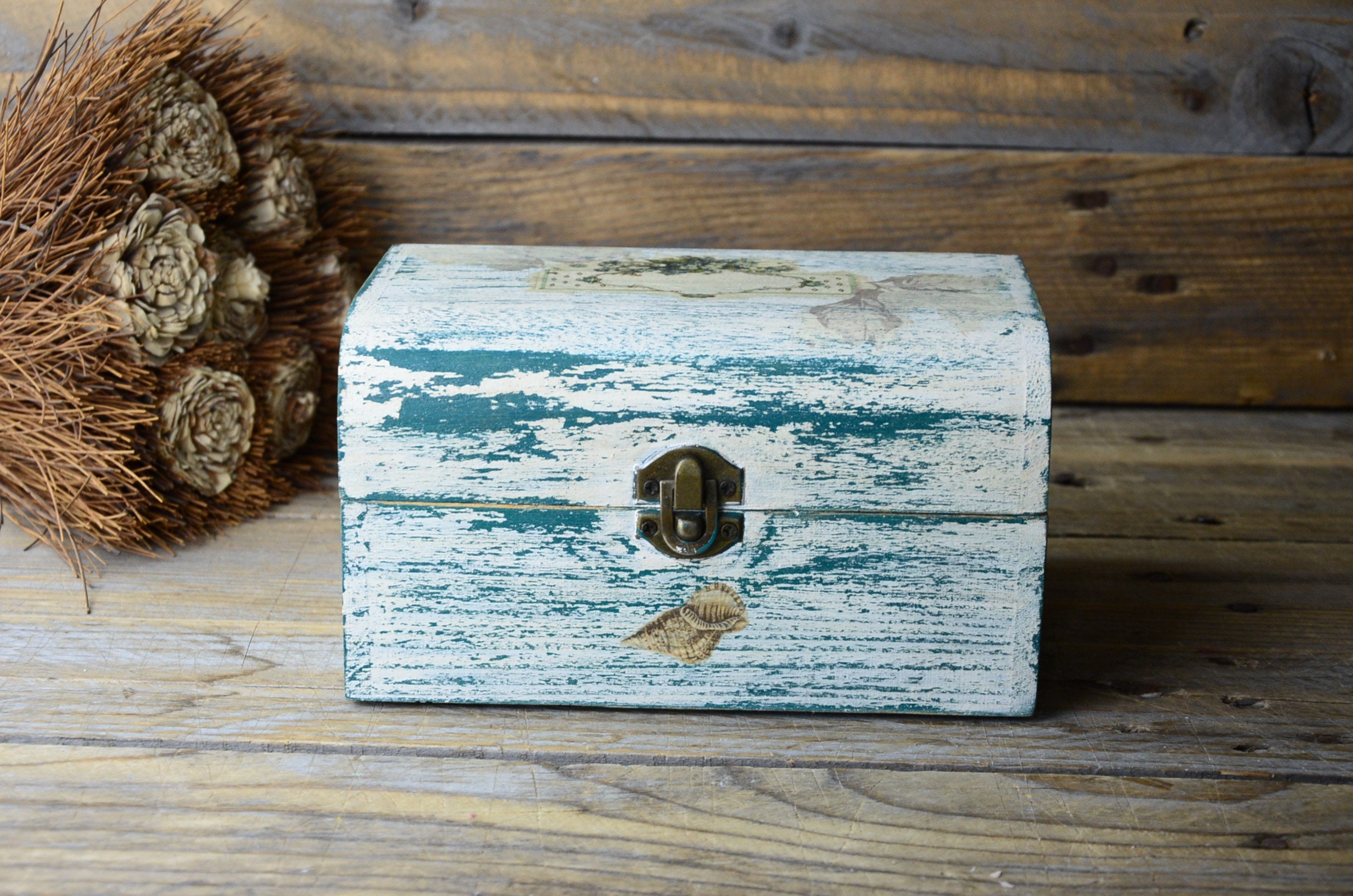 Vintage Big Wooden Decoupage Jewelry Box Wooden Jewelry Box Handmade ...