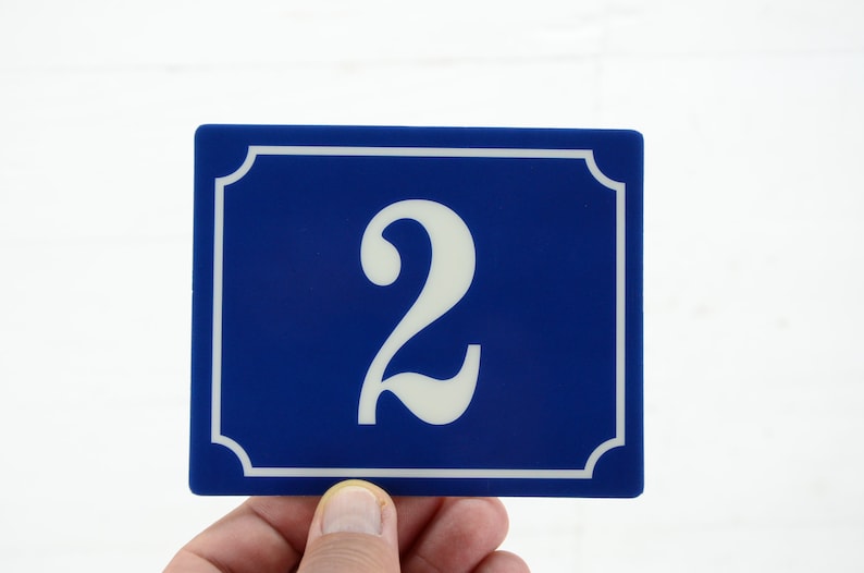Vintage French Blue House Number - Door Number 2 - Self- Adhesive ...