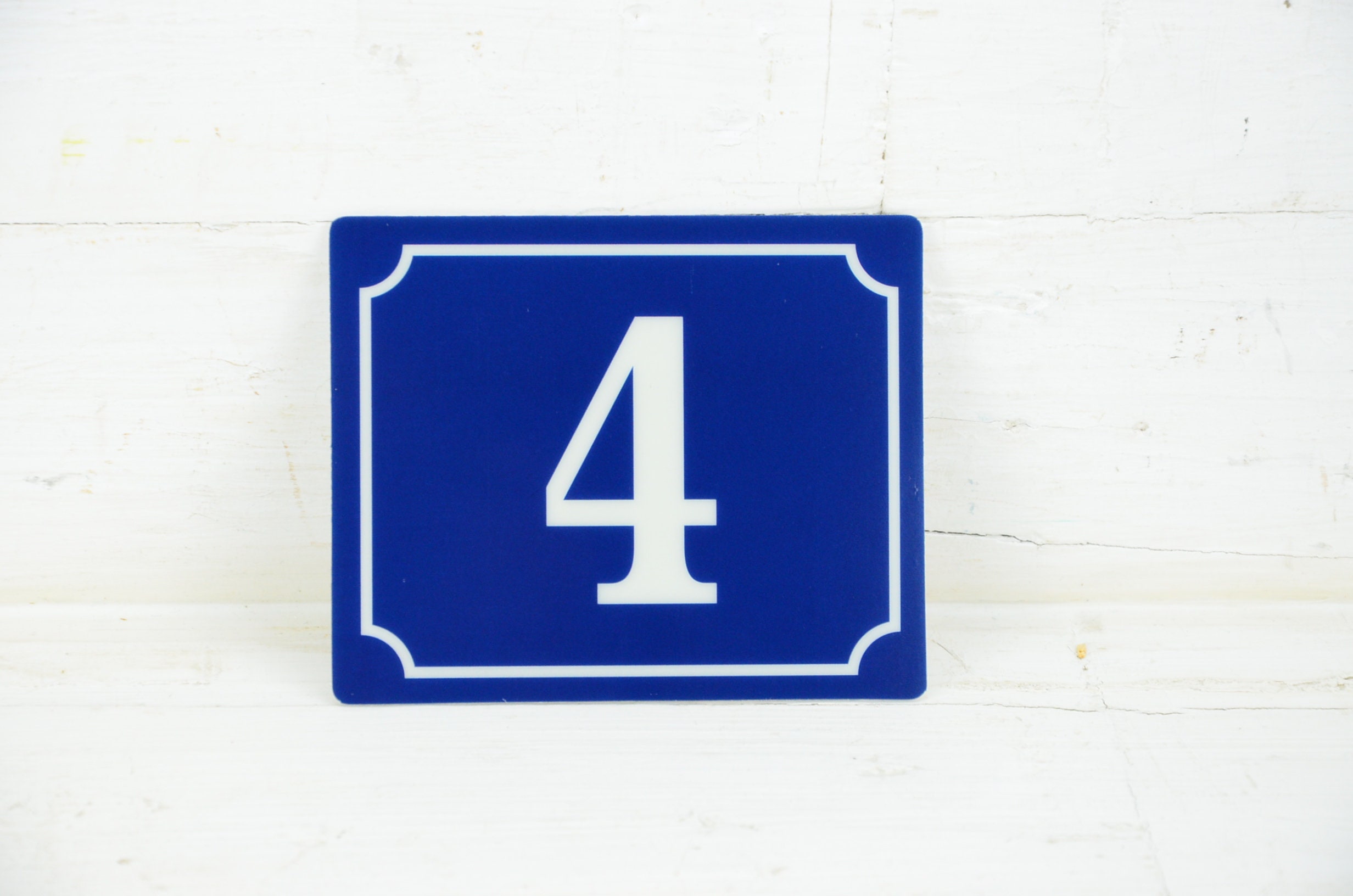 Vintage French Blue House Number - Door Number 4 - Self- Adhesive ...