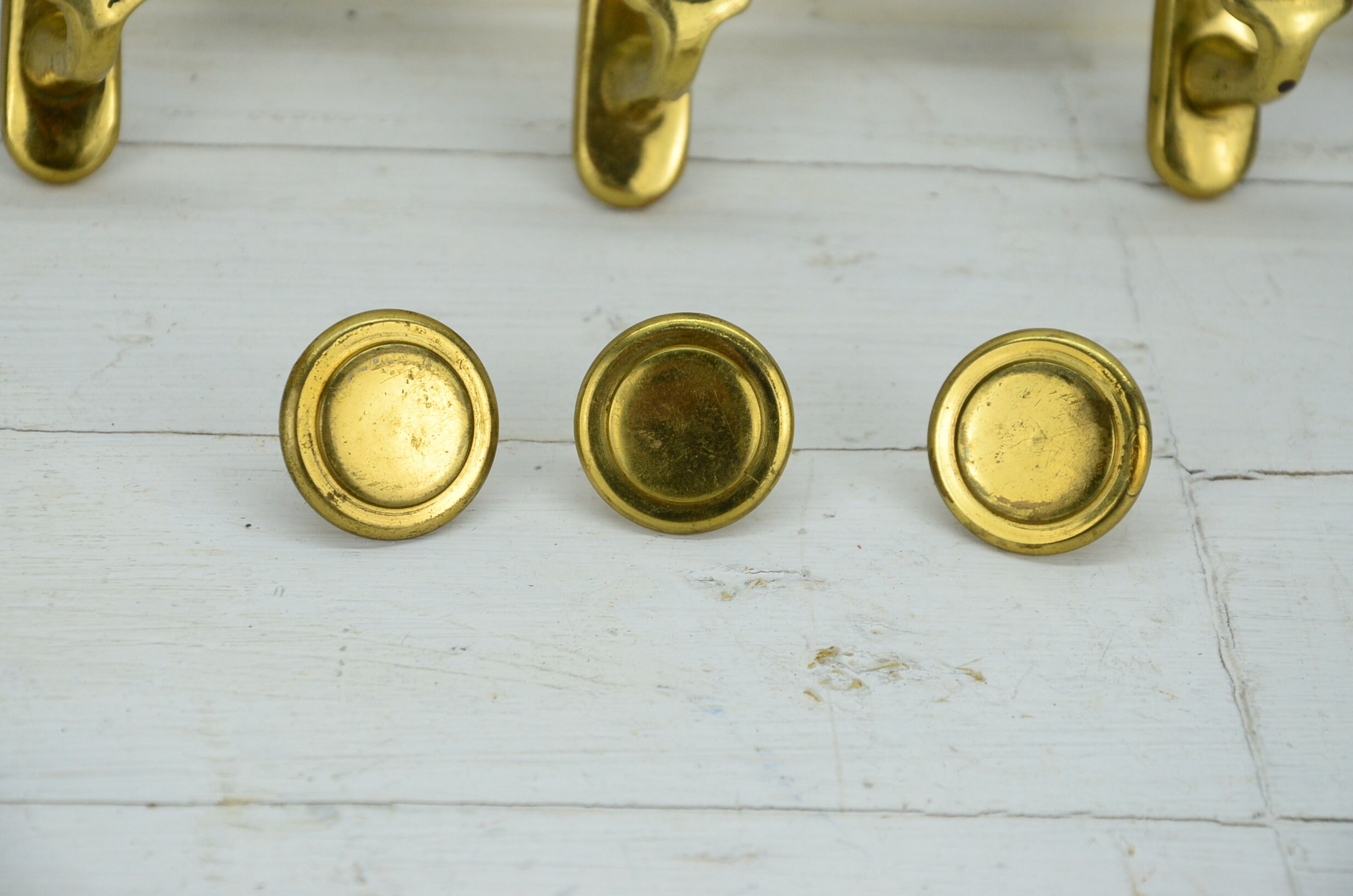 Wall Brass Hangers - Set of 3x3 Brass Hangers - Wall Retro Hooks - Old ...