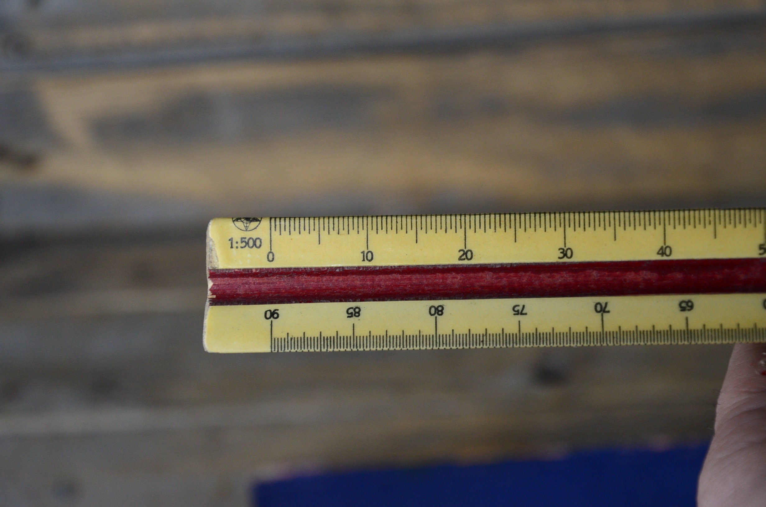 Vintage Wooden Scale Line Triangular Ruler Map Calculator Measuring ...