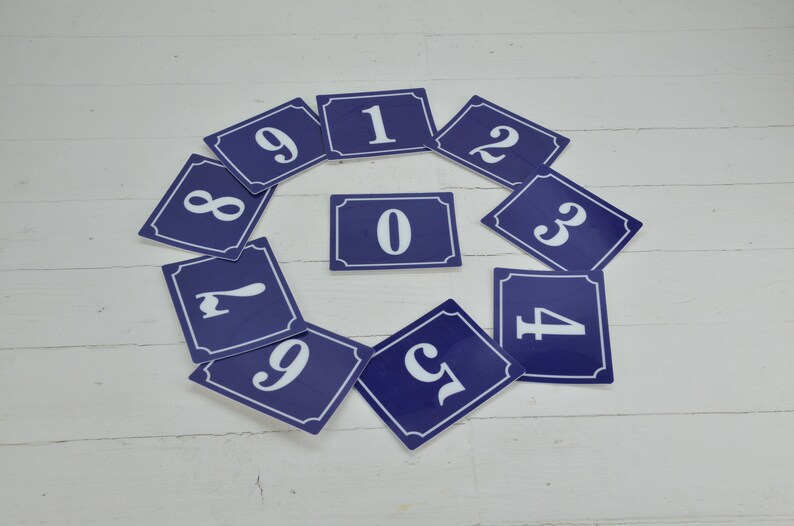 Vintage Set French Blue House Numbers - Door Numbers 0-9 Self- Adhesive ...