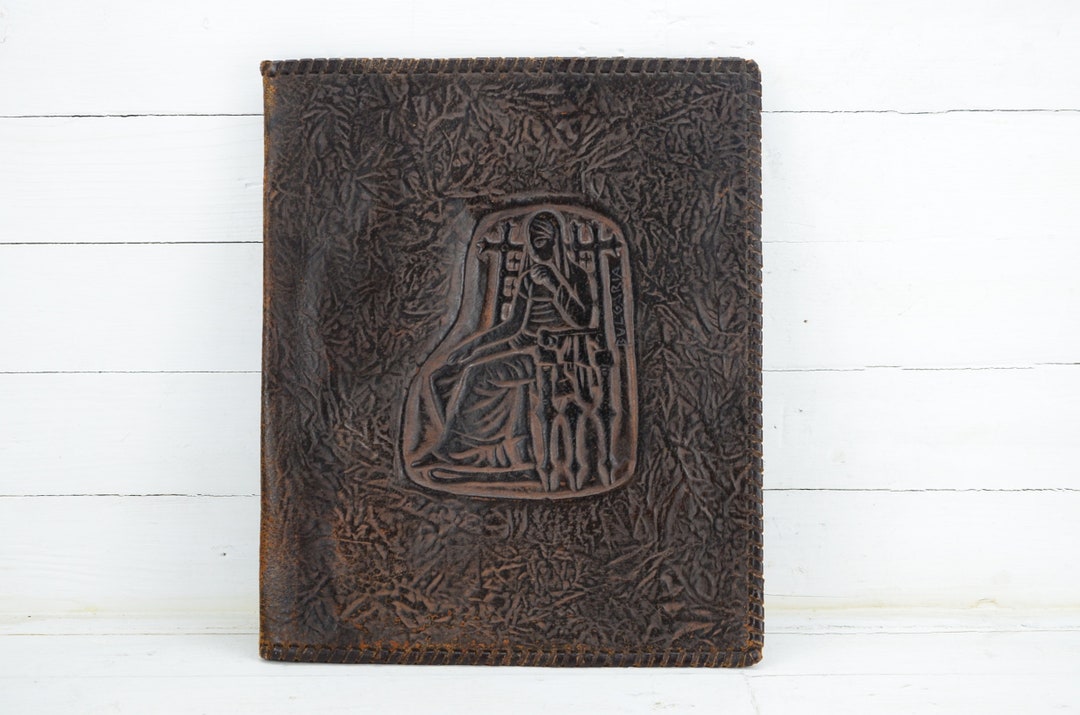 Big Brown Leather Folder - Leather Portfolio - Old Leather Case ...