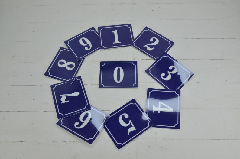 Vintage Set French Blue House Numbers - Door Numbers 0-9 Self- Adhesive ...