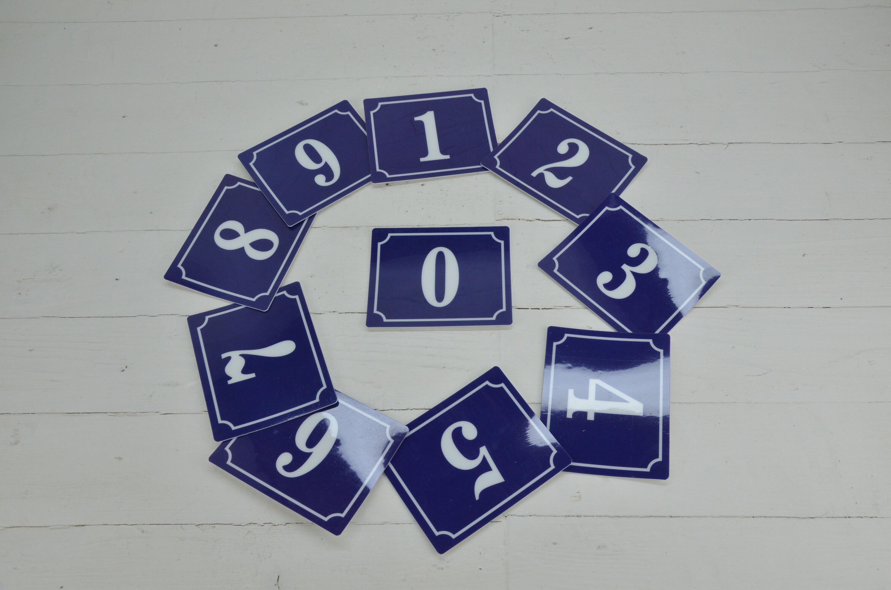 Vintage Set French Blue House Numbers - Door Numbers 0-9 Self- Adhesive ...