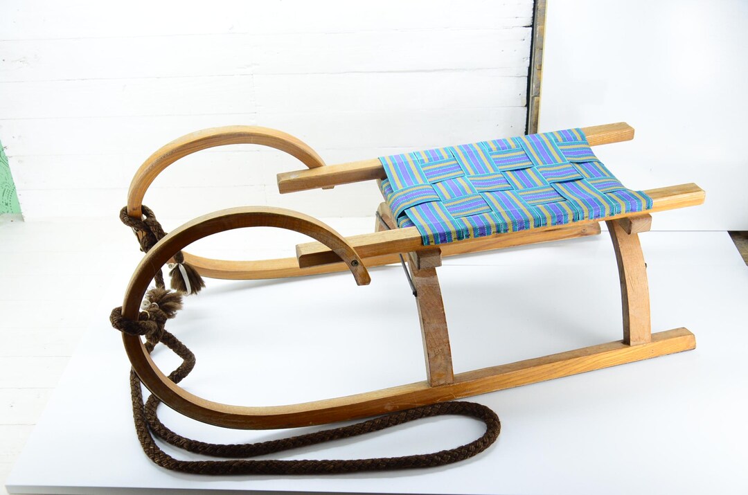 Vintage Big Wooden Winter Sled - Handmade Sled - Children Sled - Snow ...