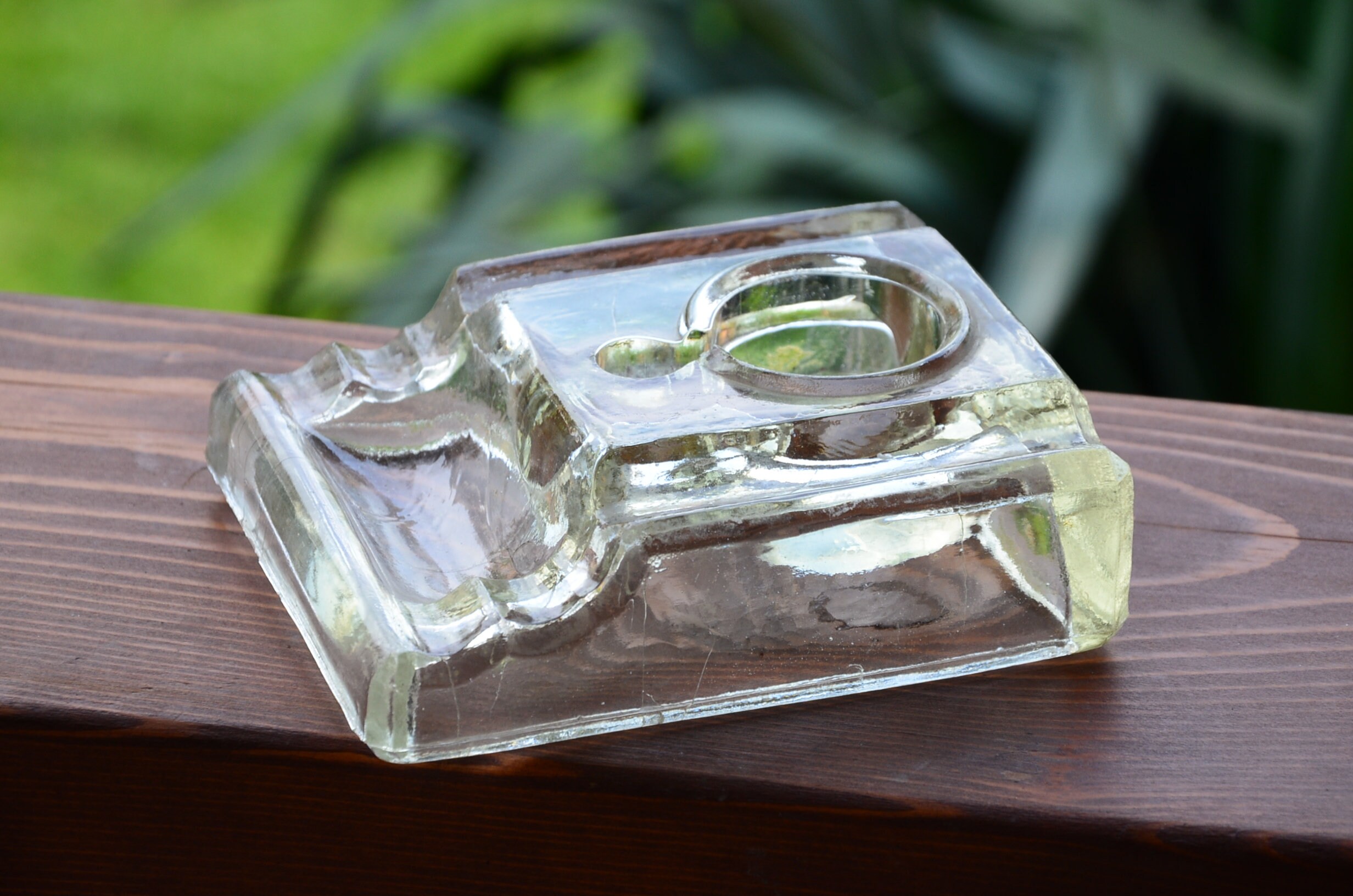 Vintage Clear Glass Inkwell Old Glass Inkwell Thick Glass - Etsy