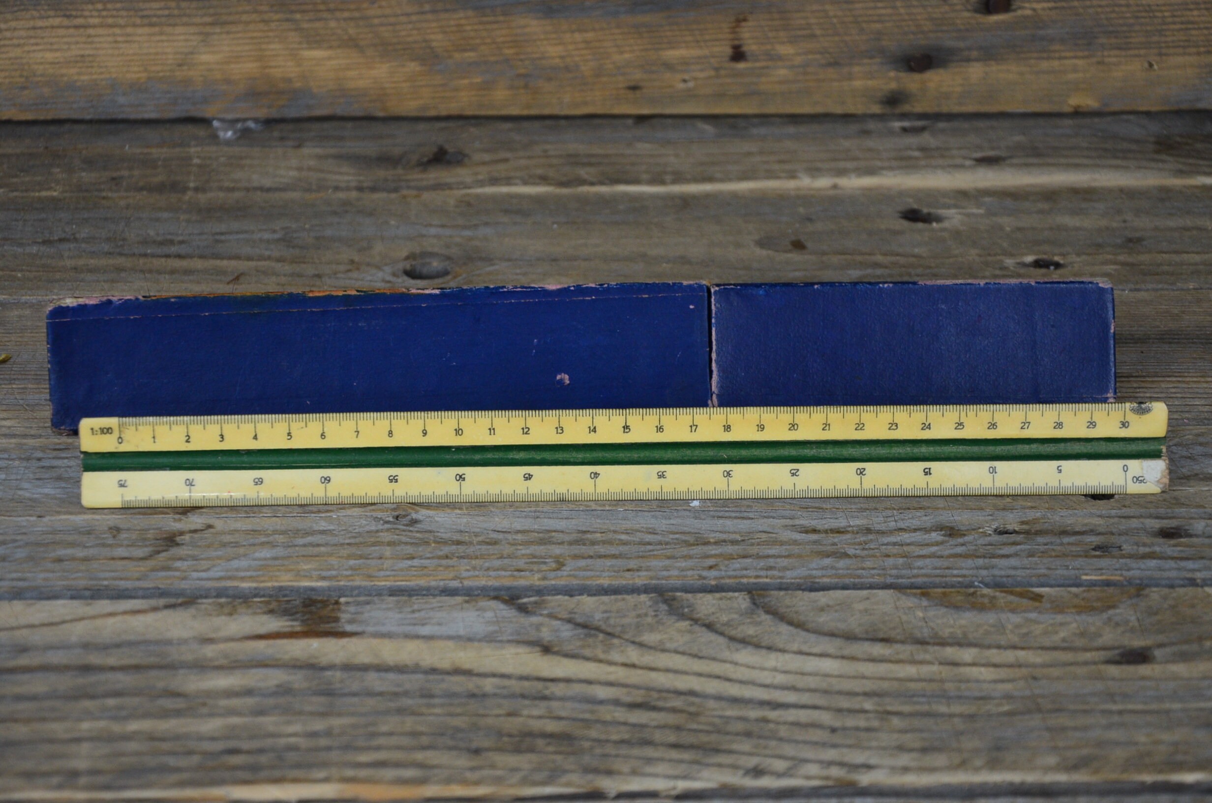 Vintage Wooden Scale Line - Triangular Ruler - Map Calculator ...