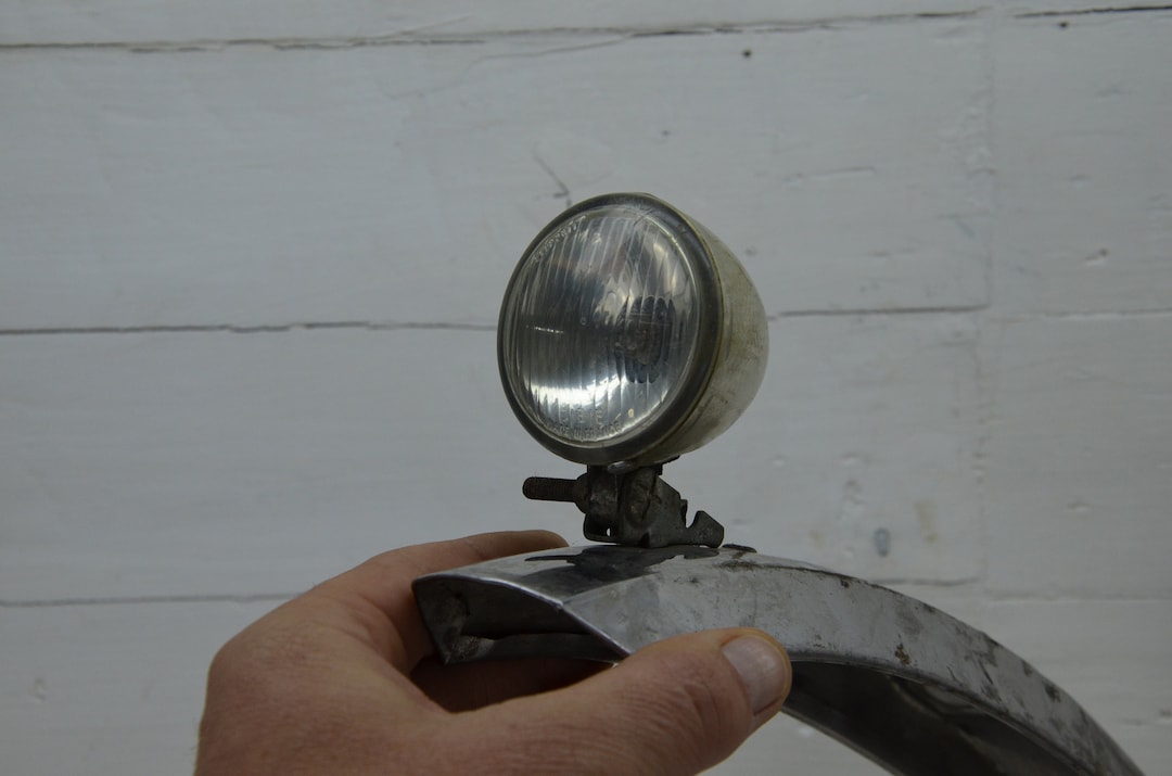 Vintage French Bicycle Lamp and Fender - Moped Headlight - French ...