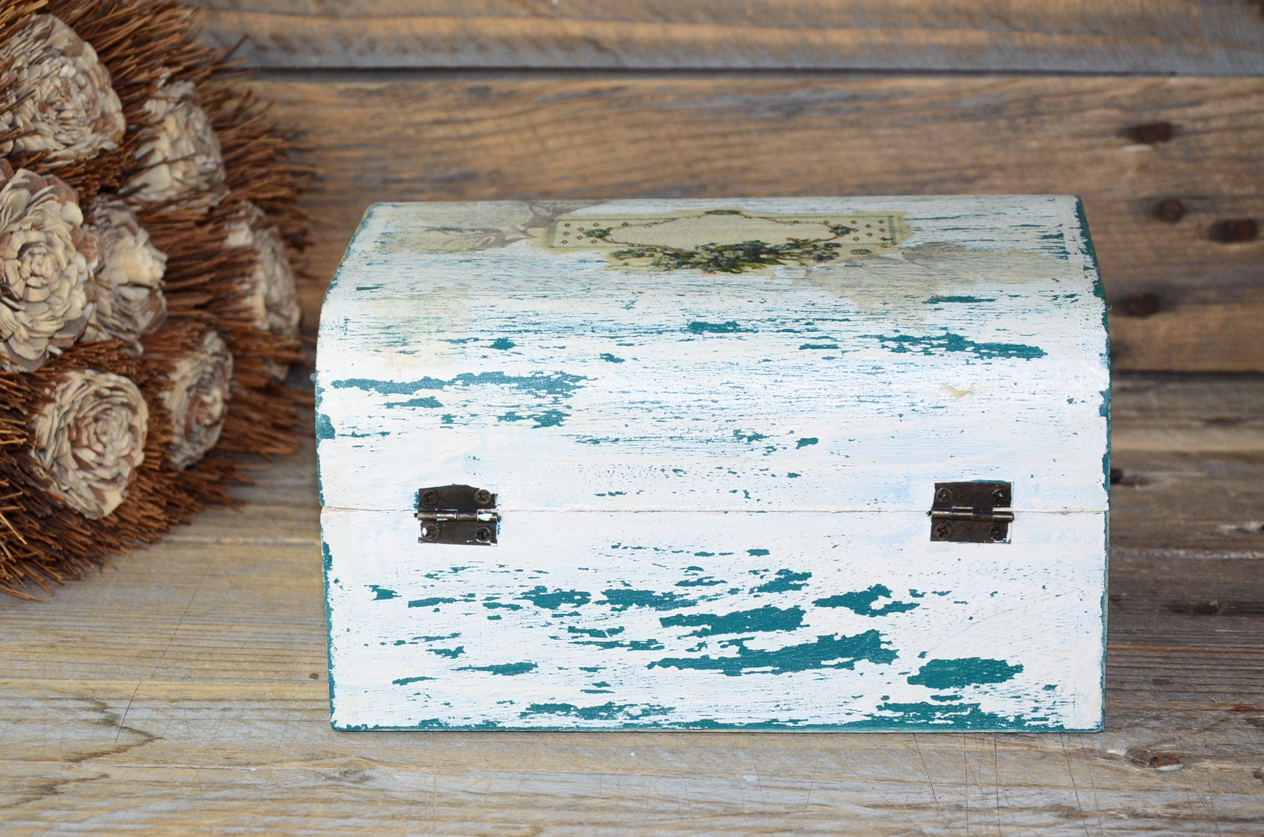 Vintage Big Wooden Decoupage Jewelry Box Wooden Jewelry Box Handmade ...