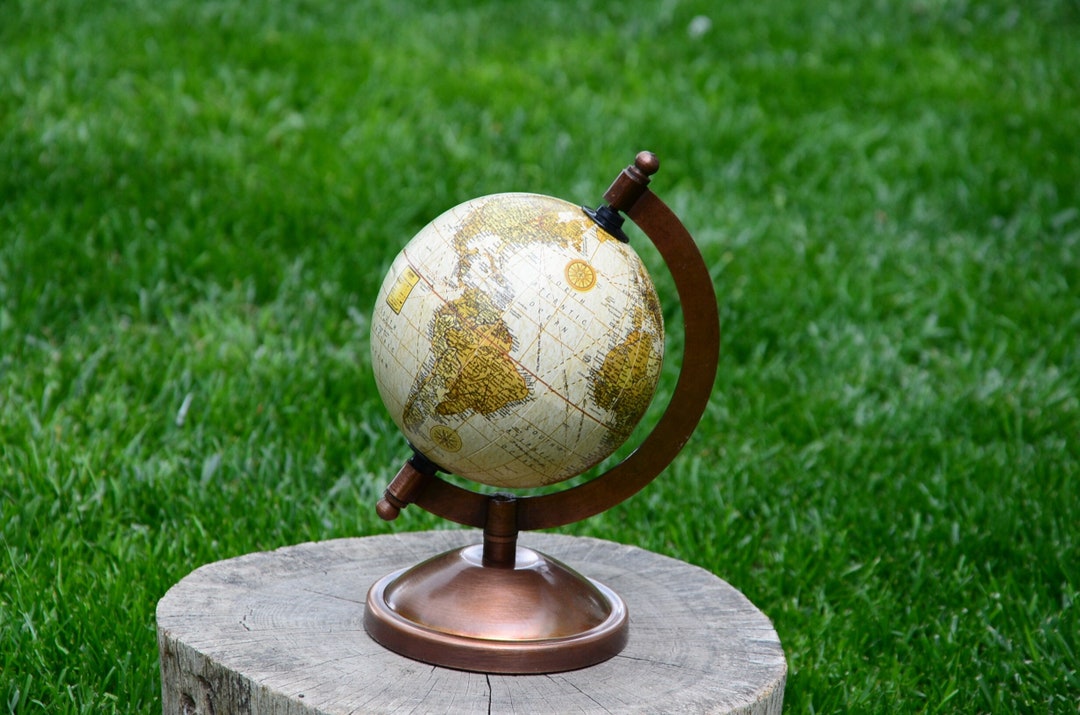 Small Globe Wooden Globe Earth Globe World Globe Vintage Small Globe ...