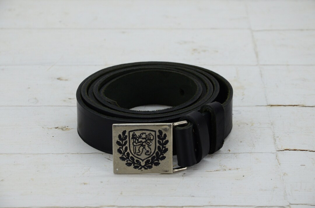 Buy Old Police Officer's Belt Vintage Leather Belt Bulgarian Officer's ...