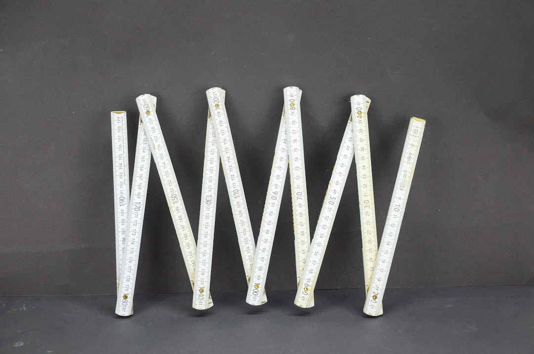 Old Folding Ruler - Vintage Wooden Meter - Woden Ruler - Collapsing ...