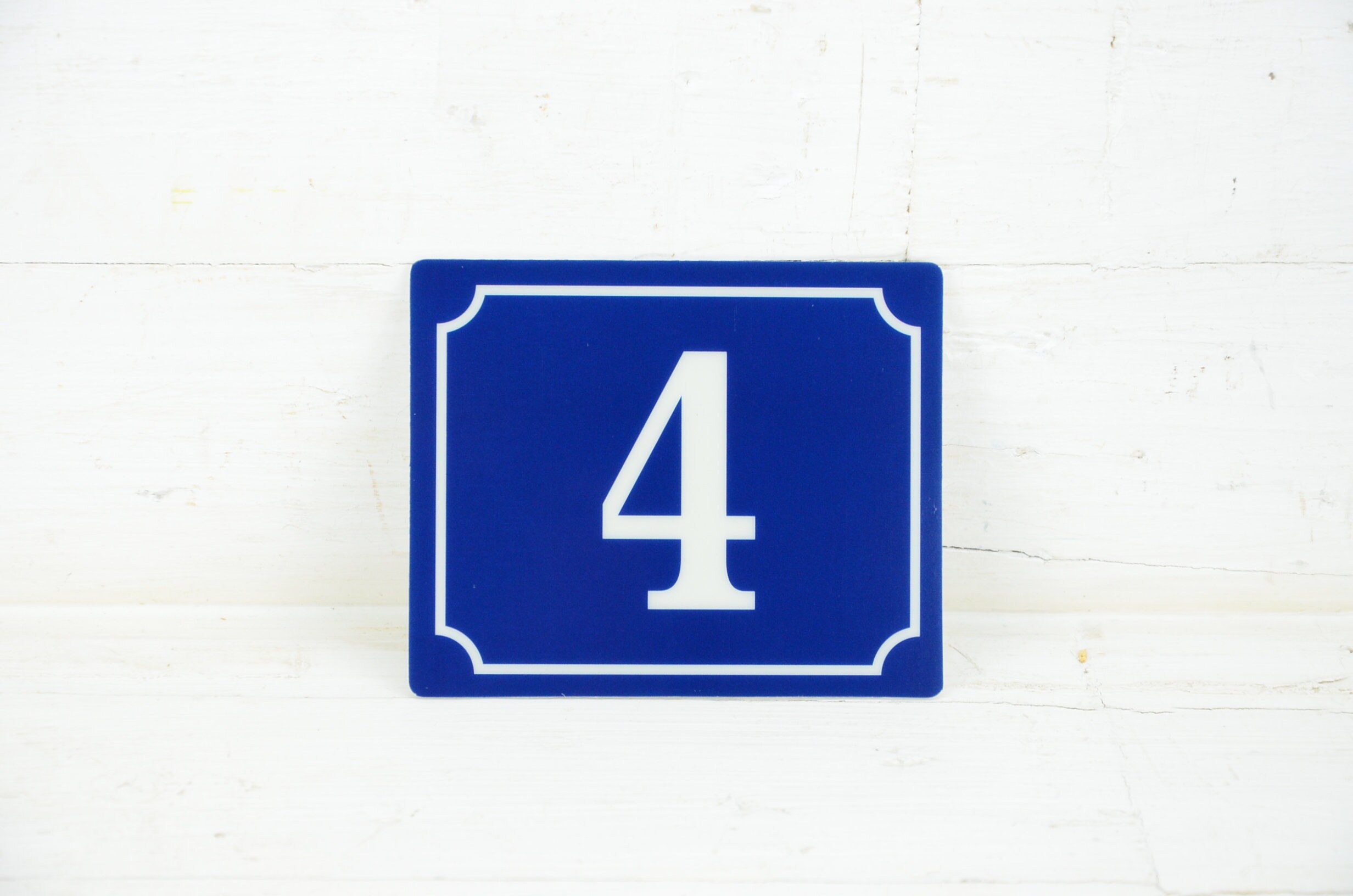 Vintage French Blue House Number - Door Number 4 - Self- Adhesive ...