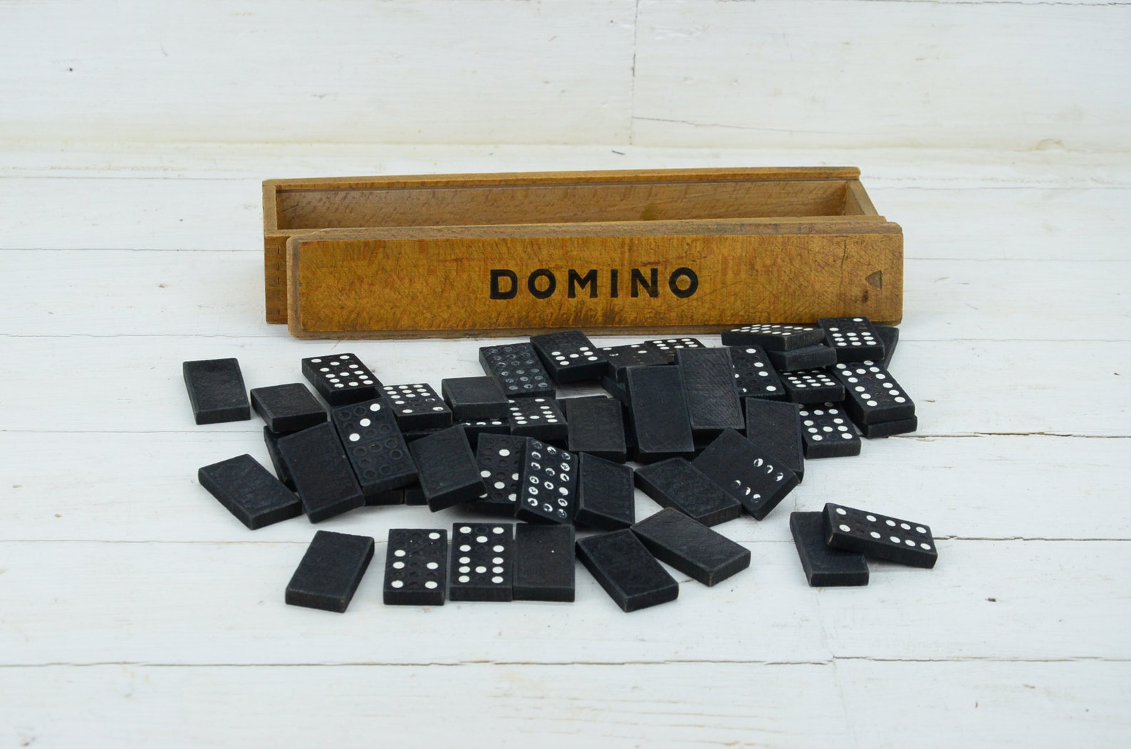 Vintage Big Domino Game - Old Domino Game - Old Wooden Pieces Full Set ...