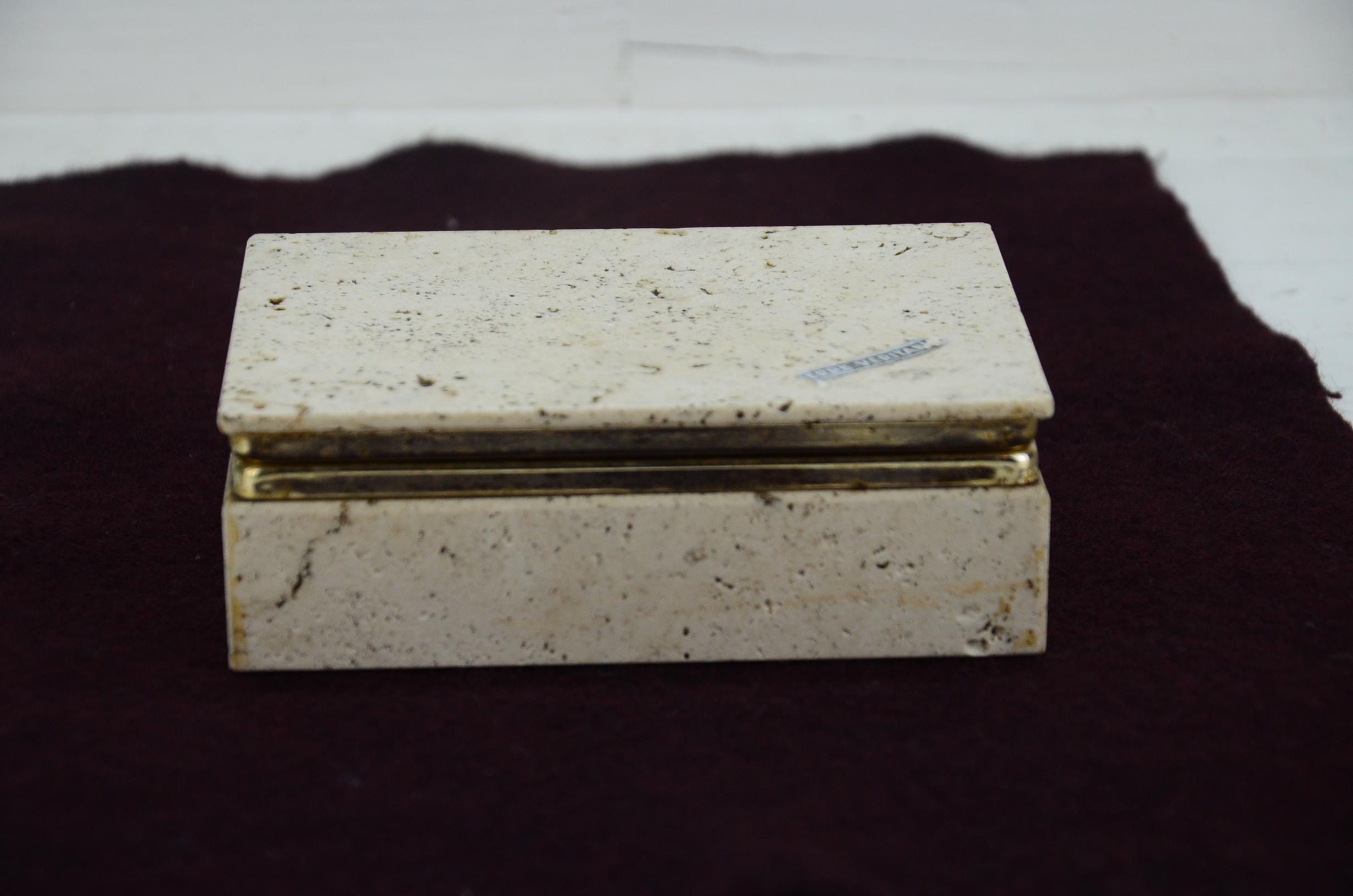 Vintage Beige Marble Jewelry Box - Marble Trinket Box - Rectangular ...