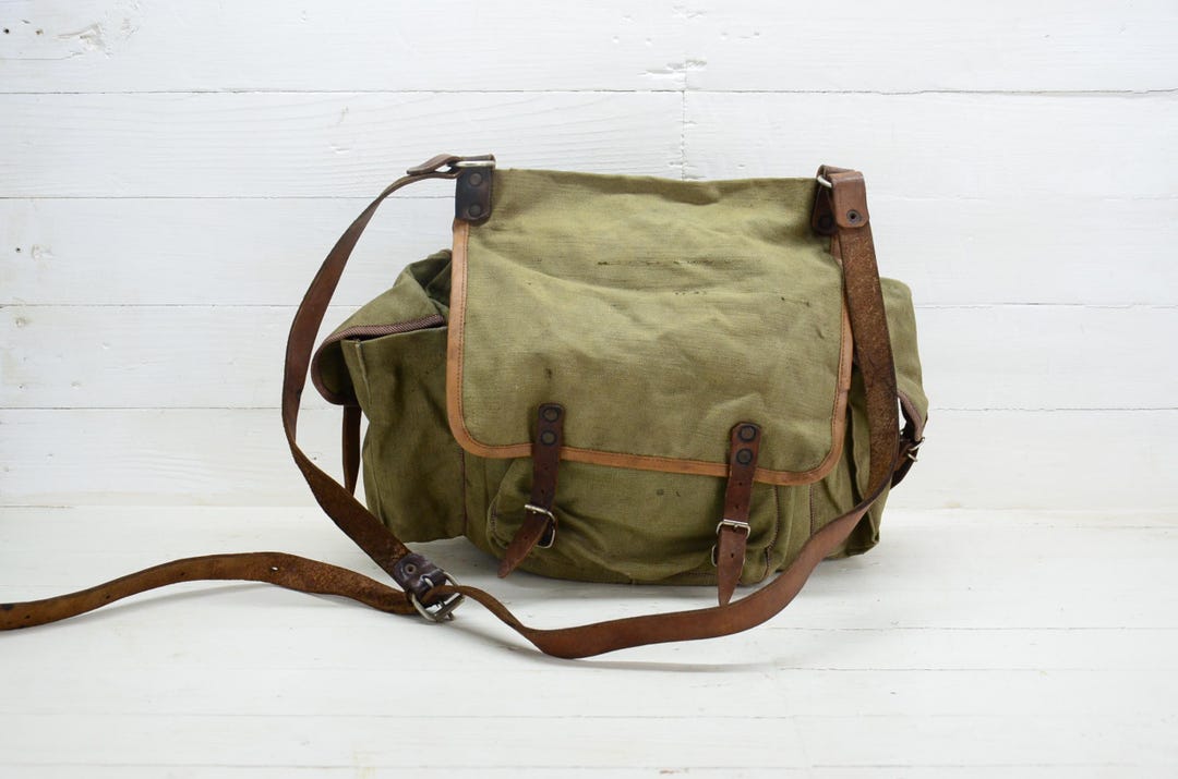Green Military Canvas Bag - Soviet Army Canvas Bag - Old Messenger Bag ...