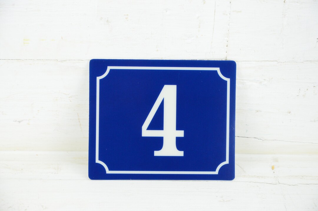 Vintage French Blue House Number - Door Number 4 - Self- Adhesive ...