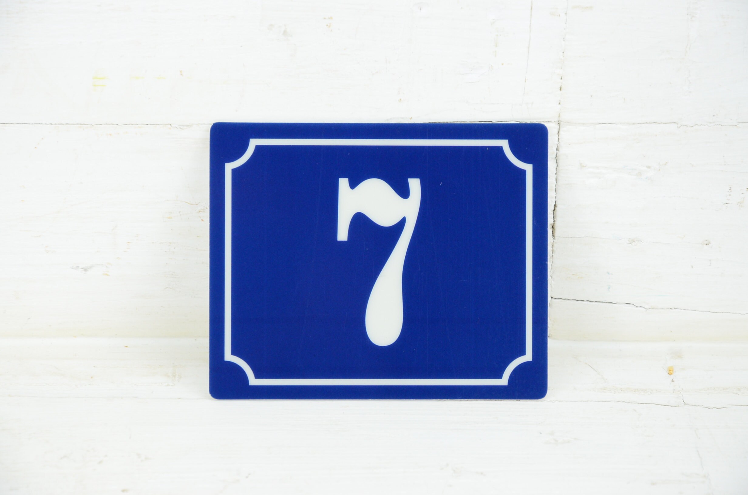 Vintage French Blue House Number - Door Number 7 - Self- Adhesive ...