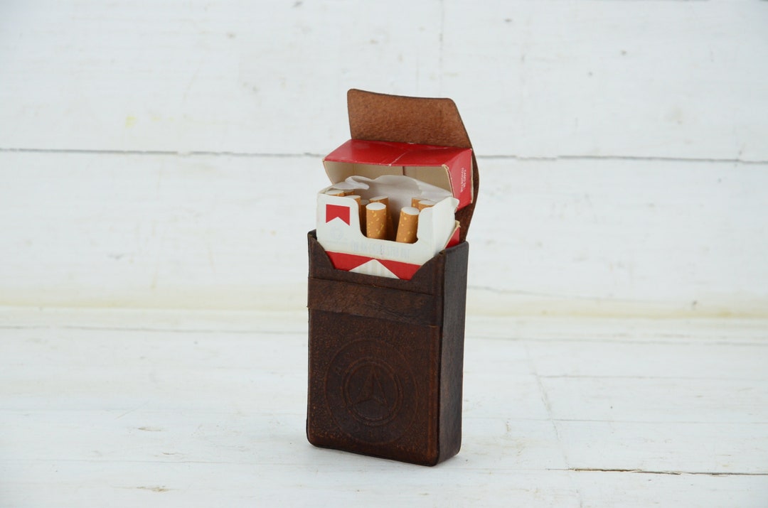 Brown Leather Cigarette Case Leather Tabacco Case Old Smoking Accessory ...