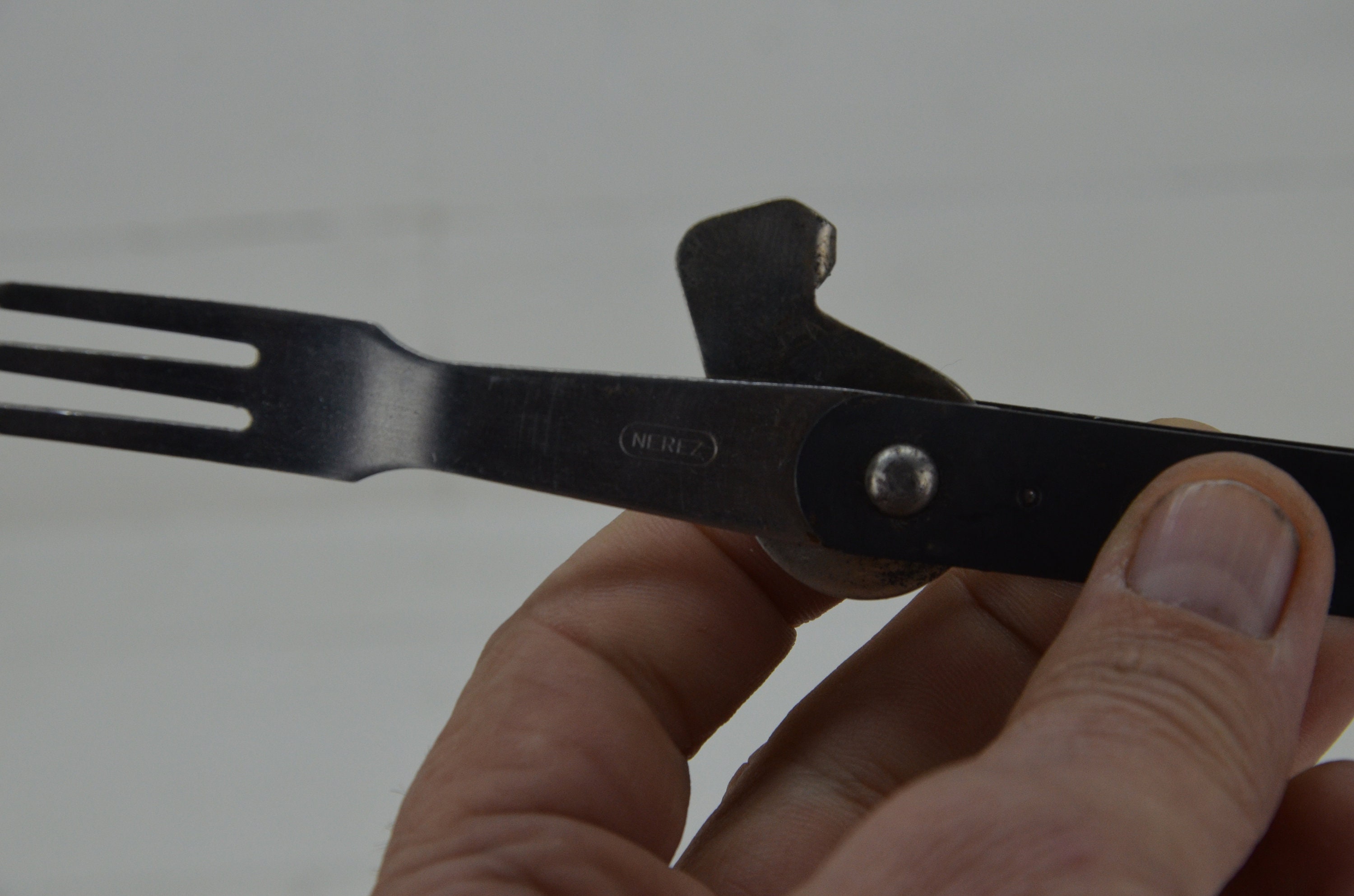 Vintage Travel Folding Fork and Can Opener Folding Fork Travel Folding ...