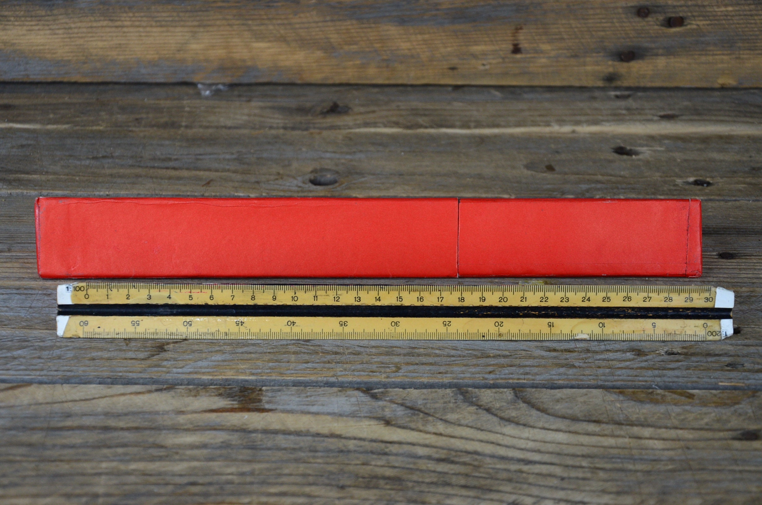 Vintage Wooden Scale Line Triangular Ruler Map Calculator Measuring ...