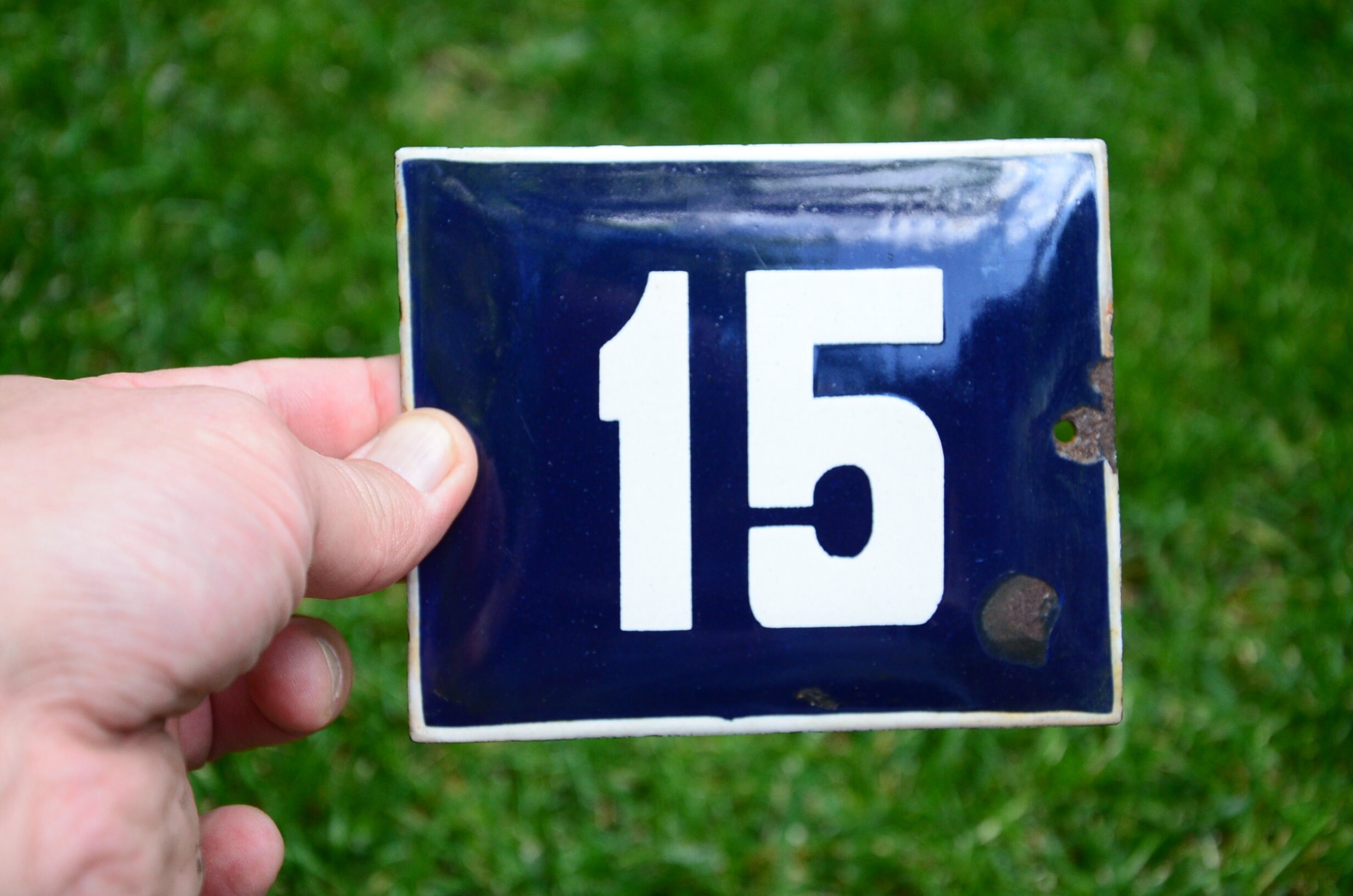 Vintage French Blue House Number - Door Number 15 - French Enameled ...