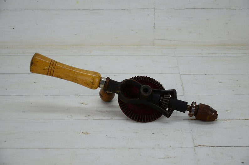 Vintage Hand Wood Drill - Drill - Metal Drill - Vintage Tools - Rustic ...