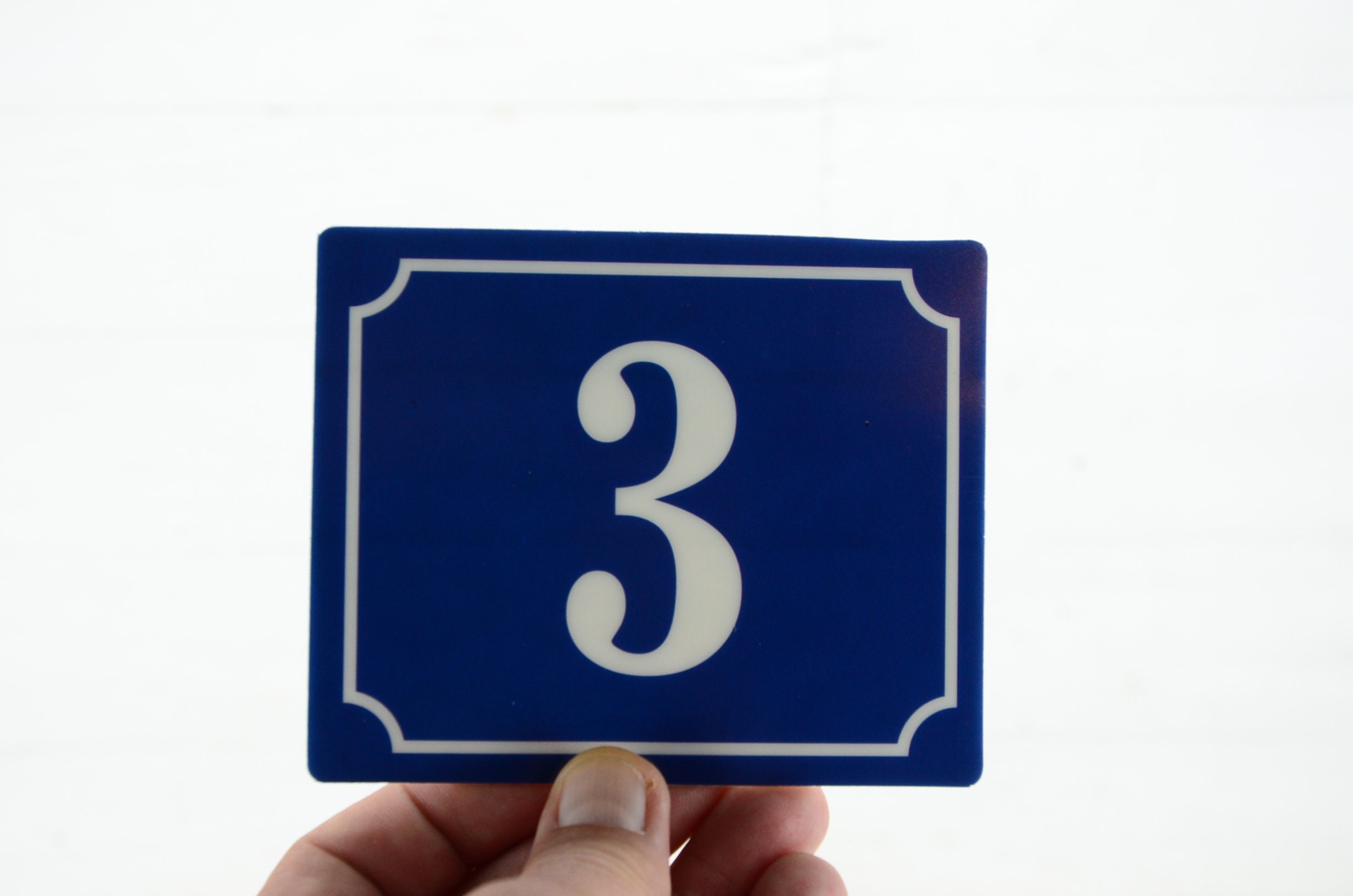 Vintage French Blue House Number - Door Number 3 - Self- Adhesive ...