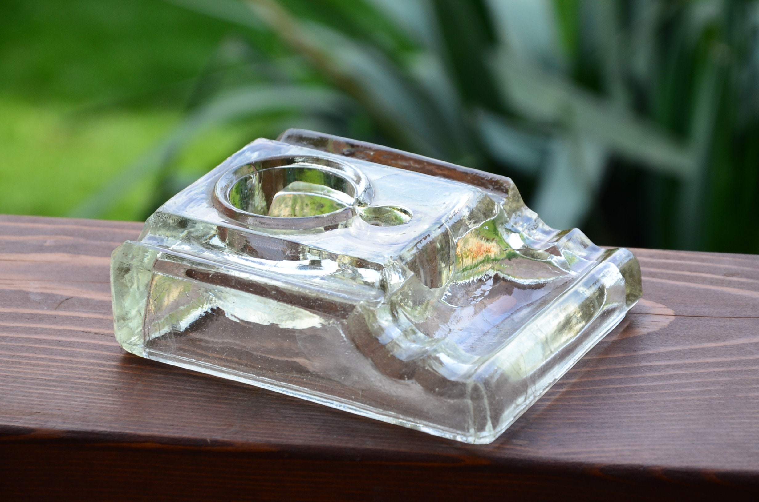 Vintage Clear Glass Inkwell Old Glass Inkwell Thick Glass - Etsy
