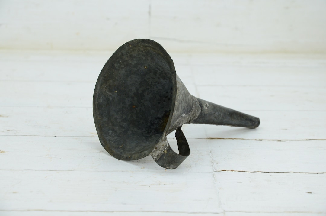 Old Metal Funnel - Vintage Metal Funnel - Metal Fuel Funnel - Small Oil ...