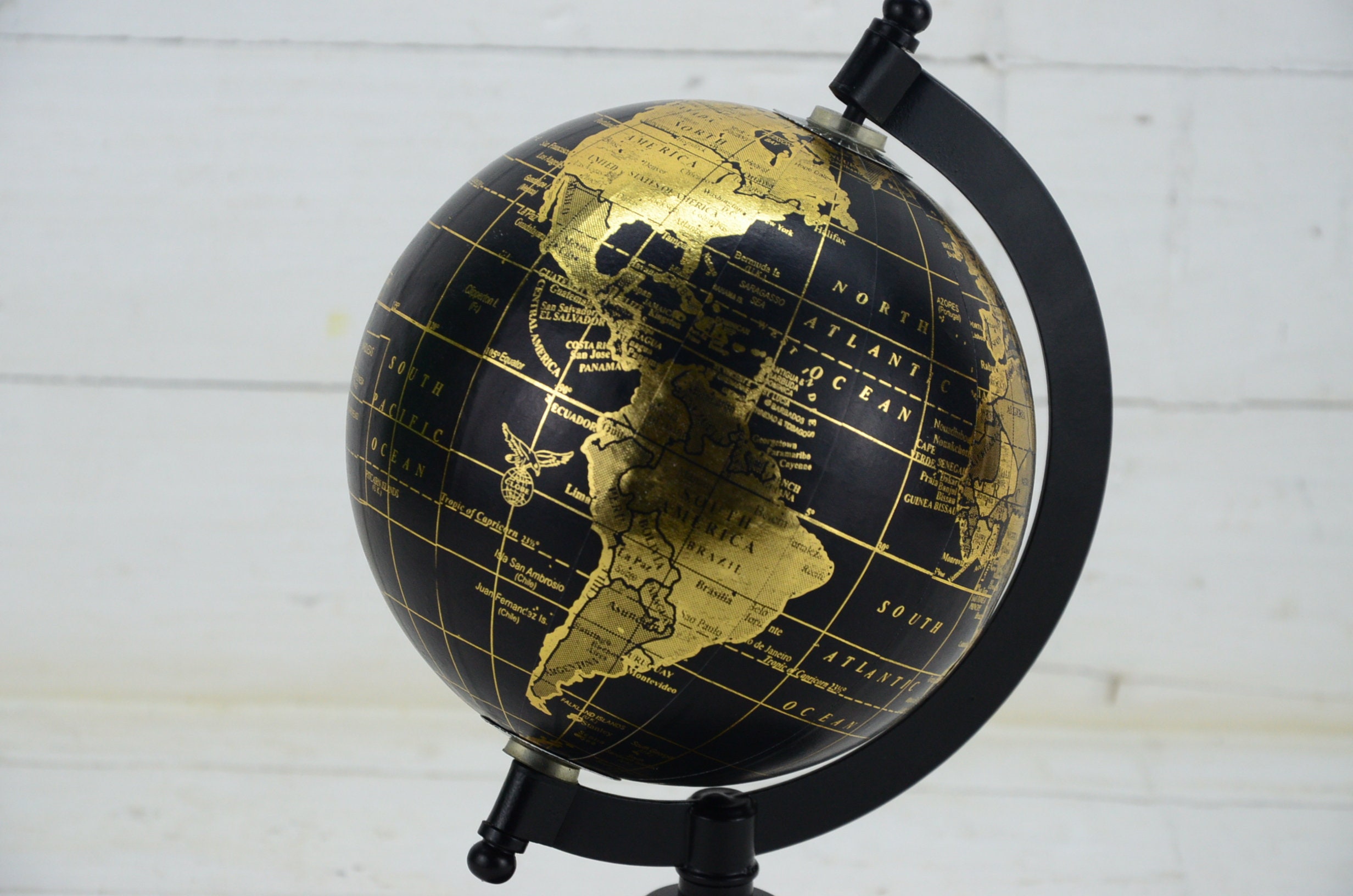 Small Black Globe - Metal Globe - Earth Globe - World Globe - Vintage ...