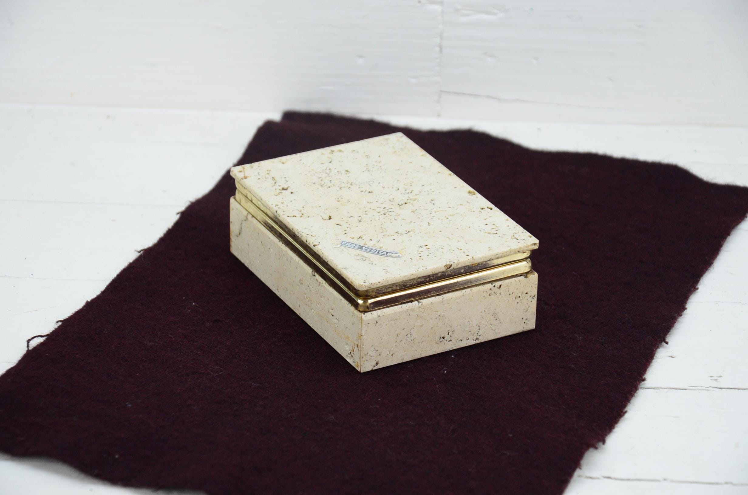 Vintage Beige Marble Jewelry Box - Marble Trinket Box - Rectangular ...